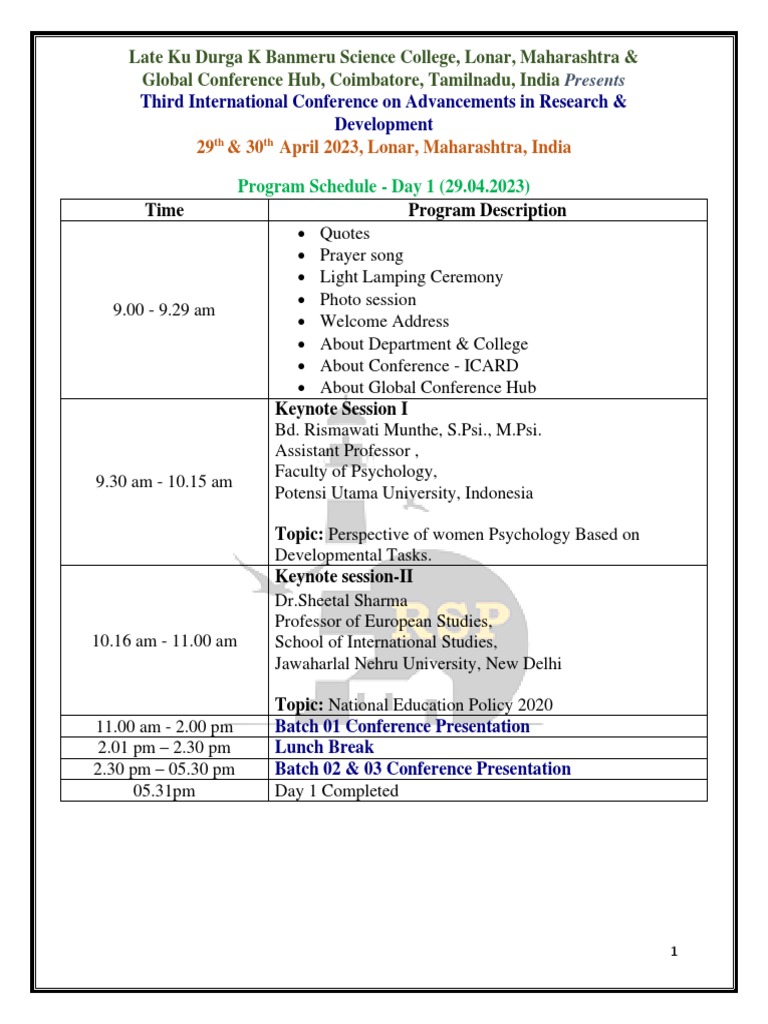 ICARD 2023 - Schedule | PDF