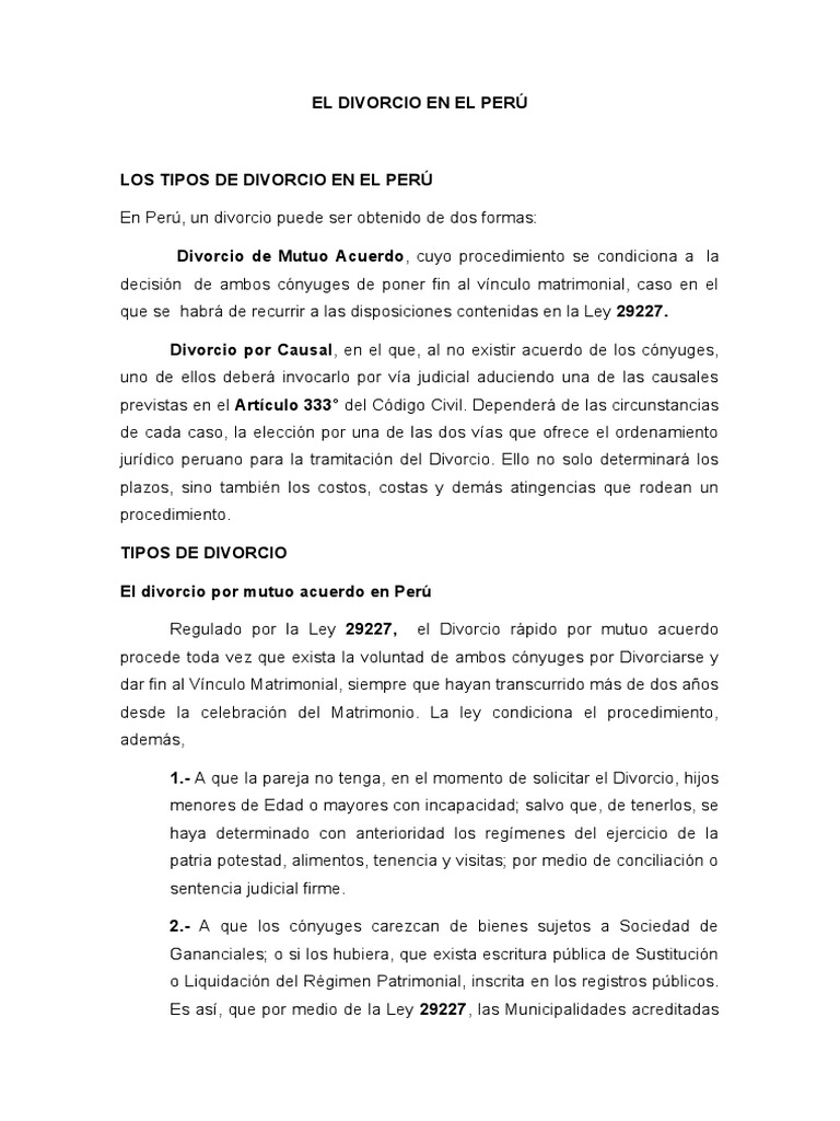 Tipos de Divorcio en Perú | PDF | Política | Ciencias sociales