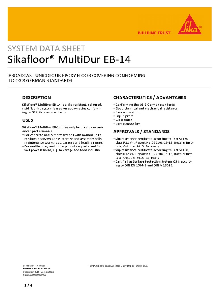 Sikafloor MultiDur EB-14 - Certificare OS 8 | PDF