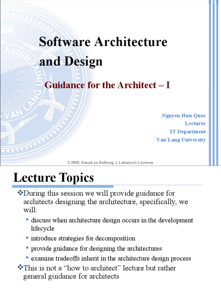 SAD Slide07 GuidanceForArchitectI | PDF | System | Software Architecture