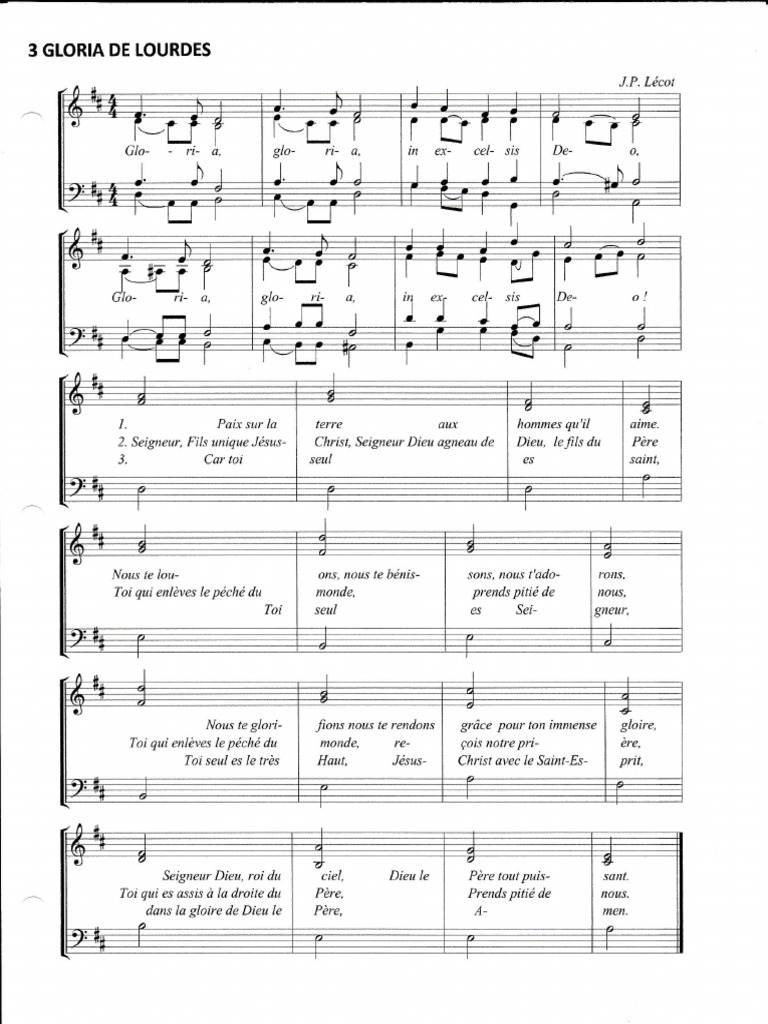 Gloria Lourdes - OrGUE (Lécot) - (Ré) | PDF