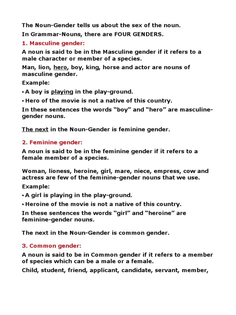 Noun Gender | PDF