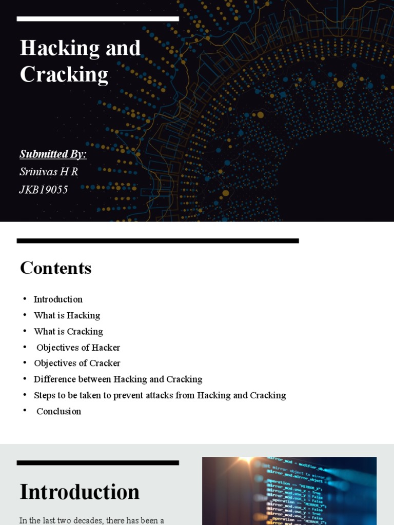 Presentation On Hacking and Cracking | PDF | Security Hacker | Theft