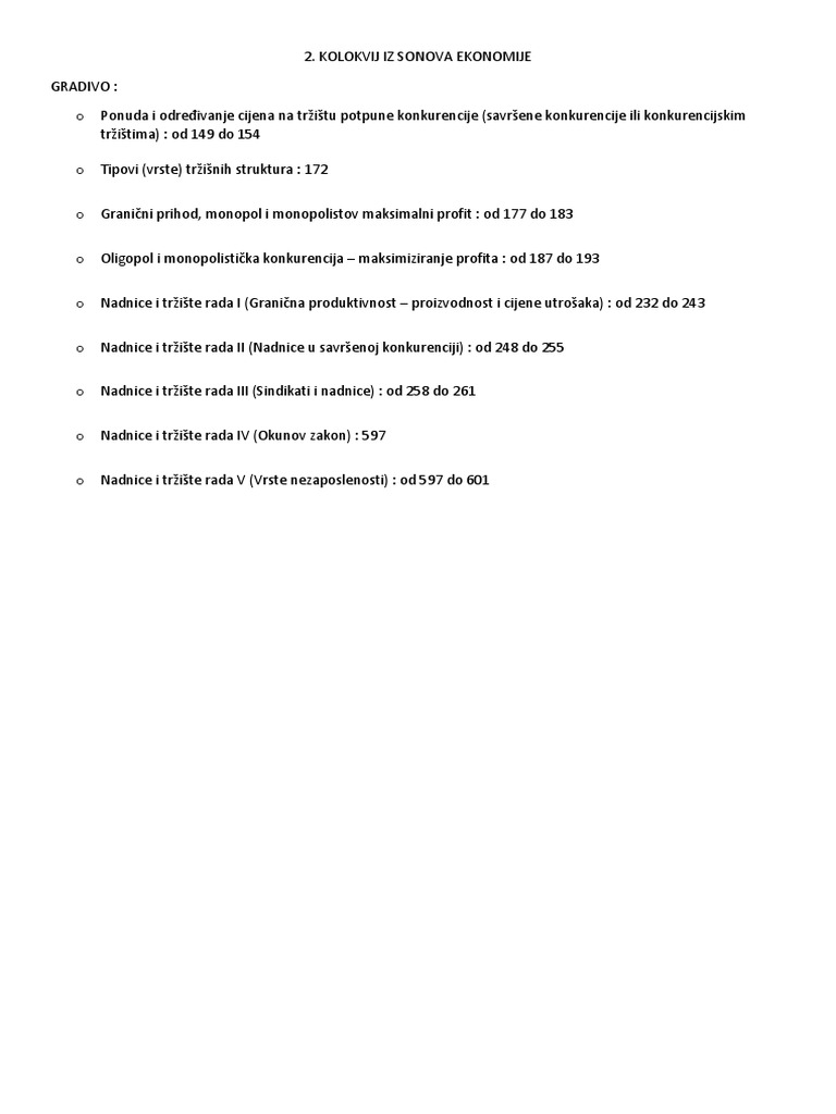 Skripta Za 2. Kolokvij - Osnove Ekonomije | PDF