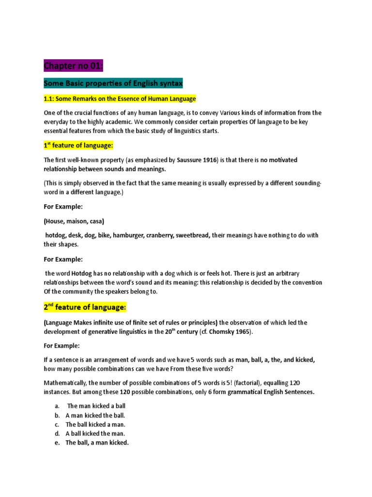 Key Features of English Syntax | PDF | Grammar | Syntax