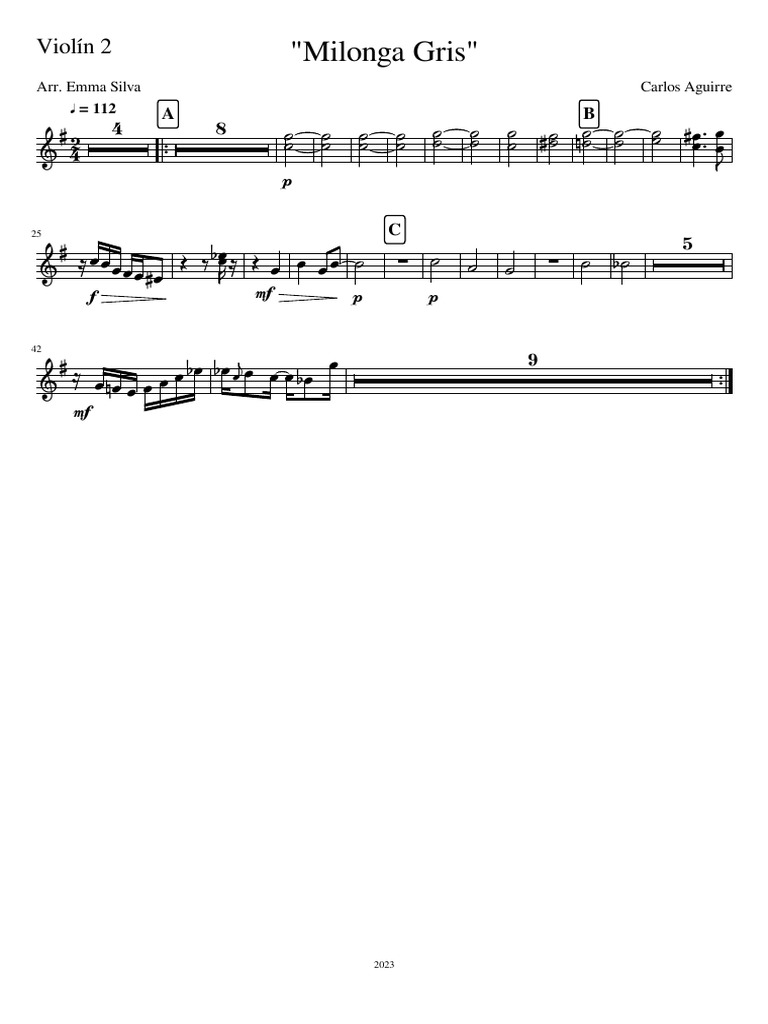 Milonga Gris - Violín 2 | PDF
