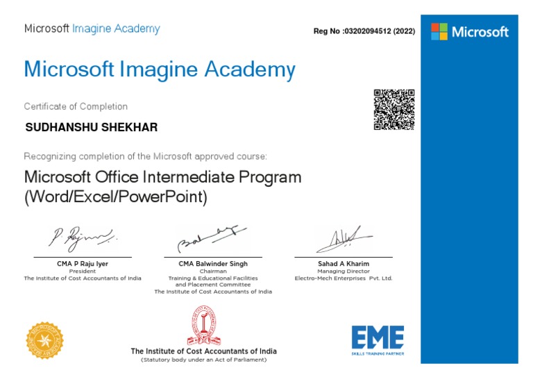 Ms Office Certificate | PDF