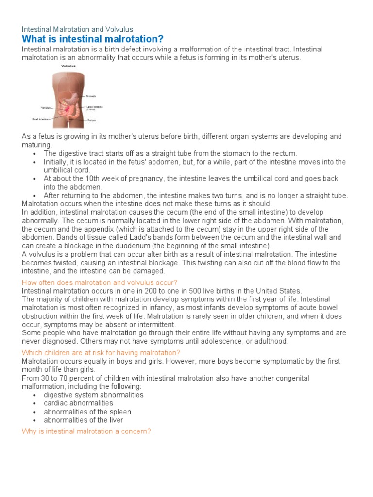 Intestinal Malrotation and Volvulus | Coeliac Disease | Gluten Free Diet
