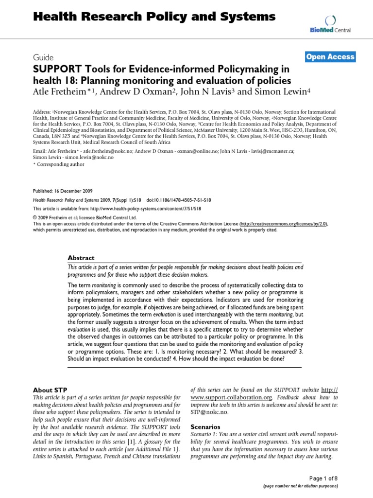 2009-SUPPORT Tools For Evidence-Informed Policymaking in Health 18 ...