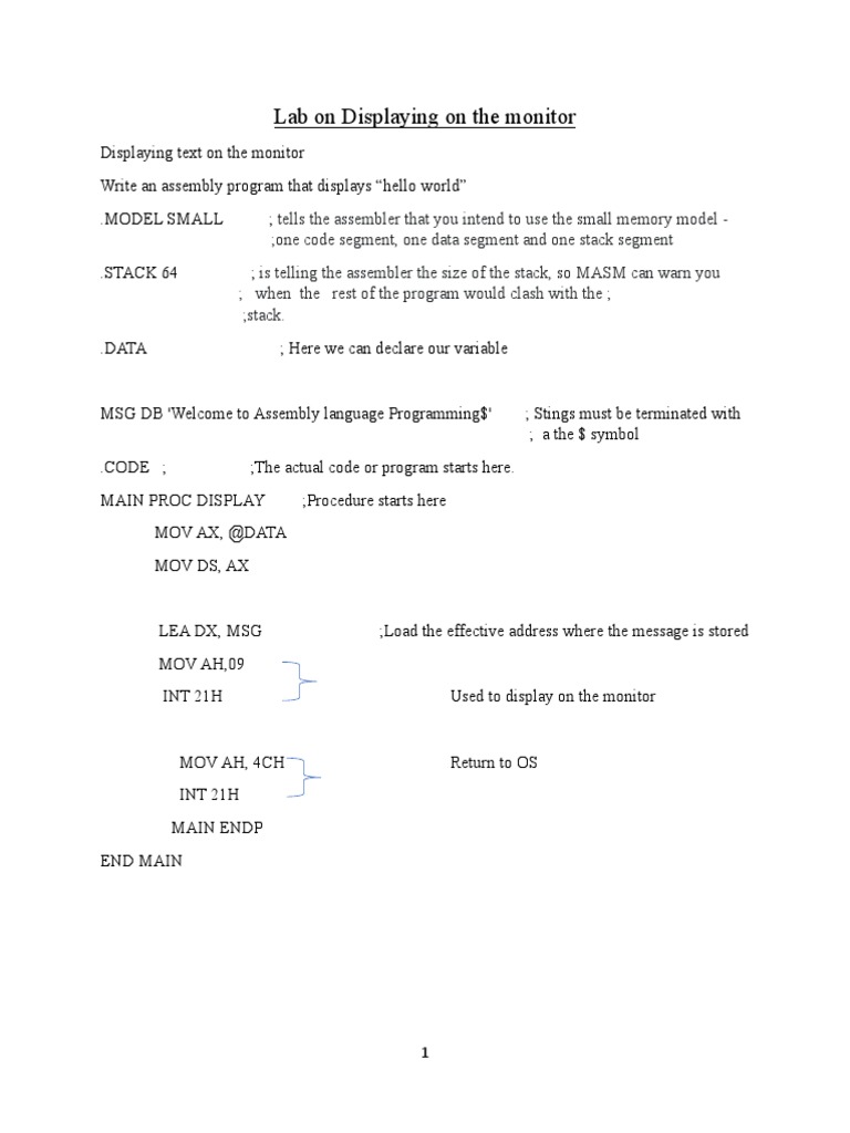Assembly Language Display Programs | PDF | Assembly Language | Software ...