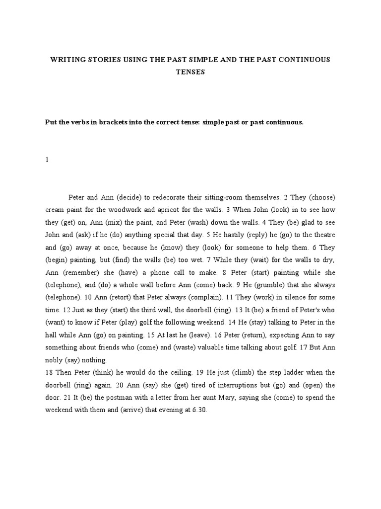 Writing Stories Using the Past Simple and the Past Continuous Tenses (1 ...