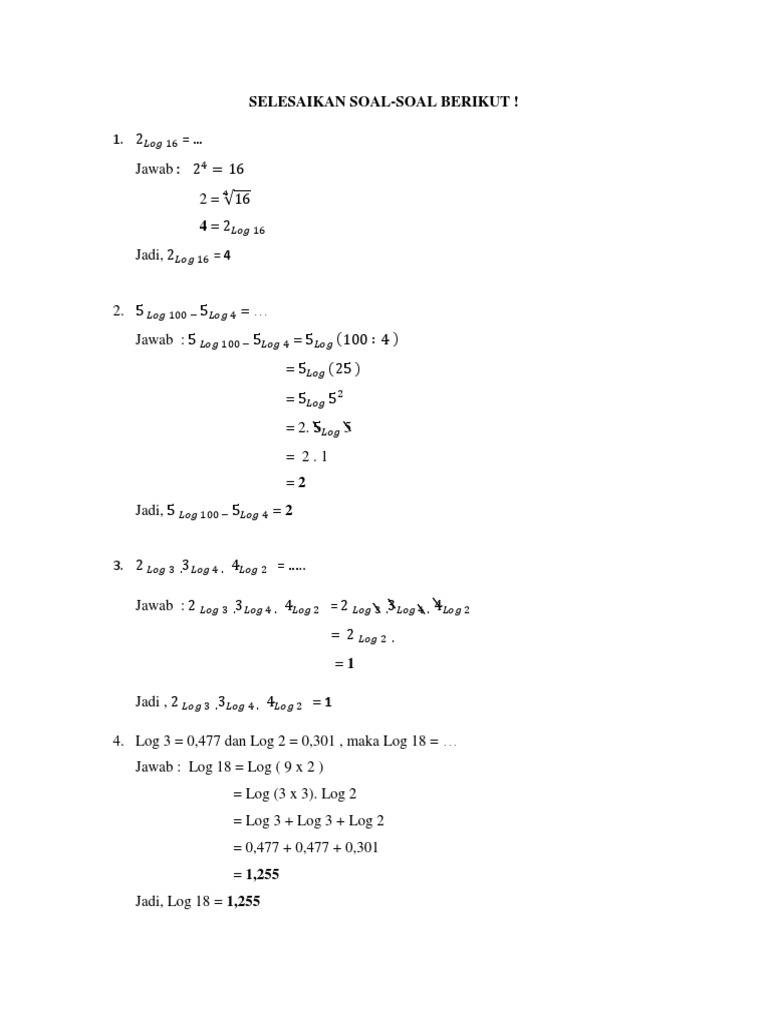 Matematika Soal Logaritma Dan Eksponen Pdf