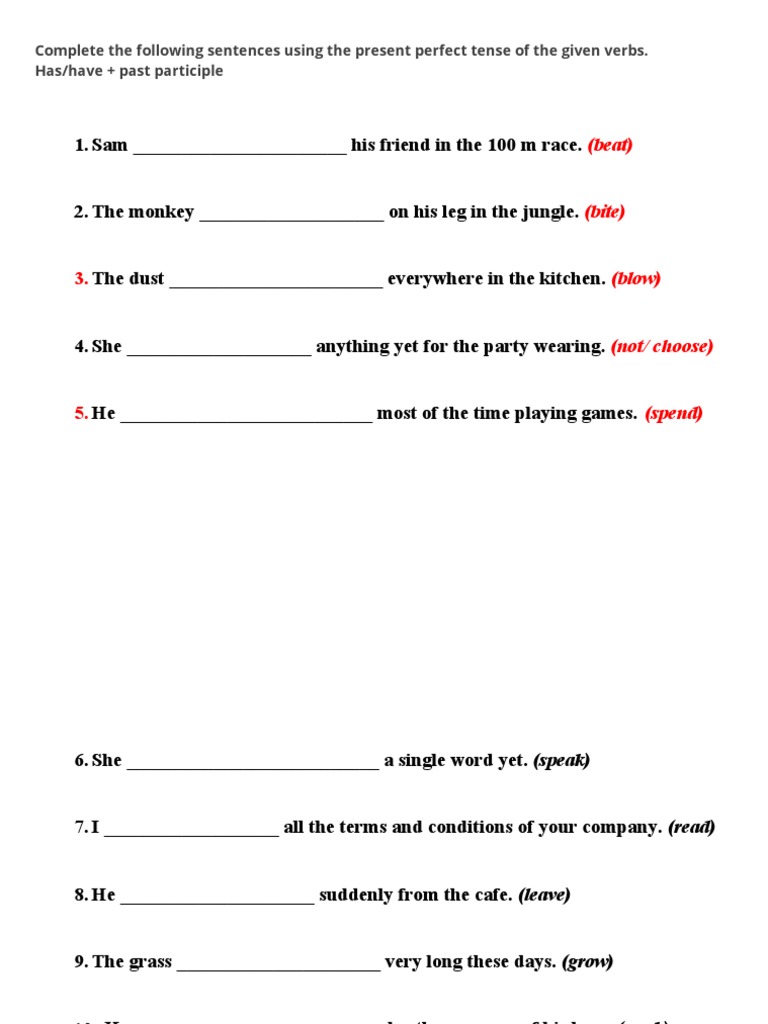 present perfect tense | PDF