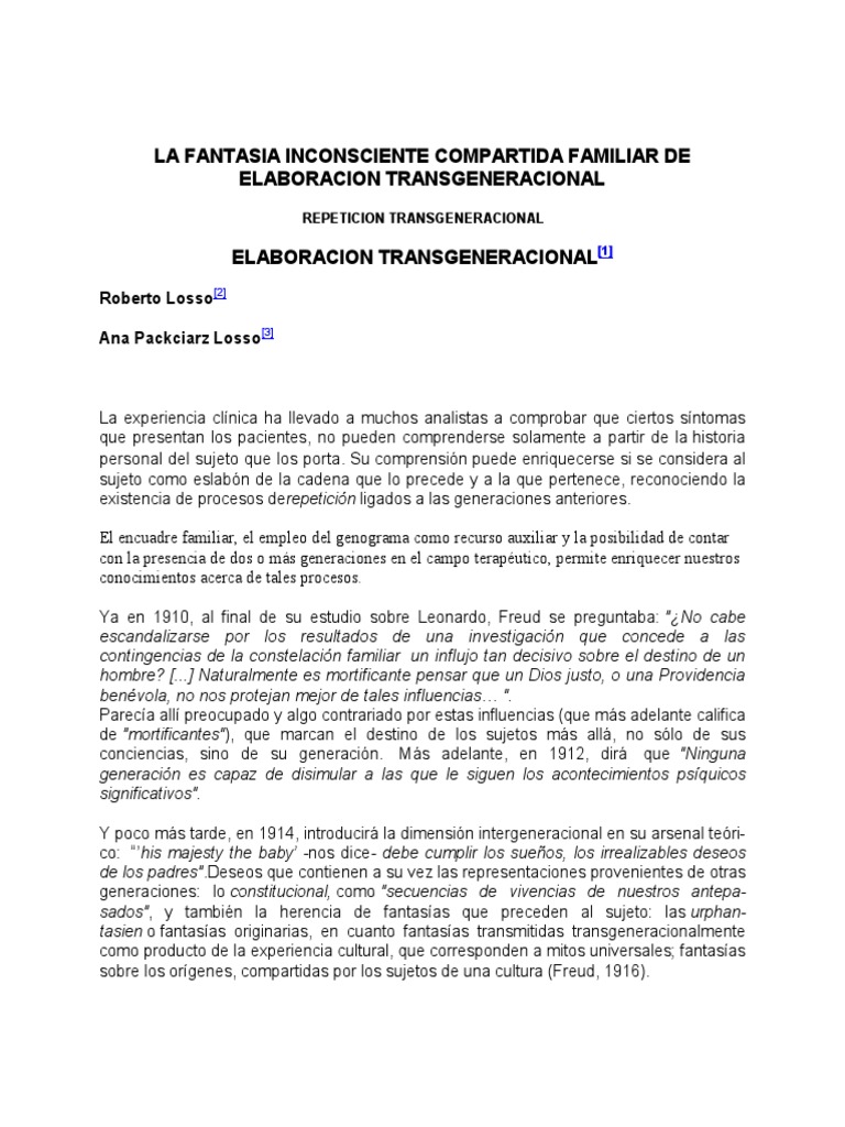 La Fantasia Inconsciente Compartida Familiar de Elaboracion ...