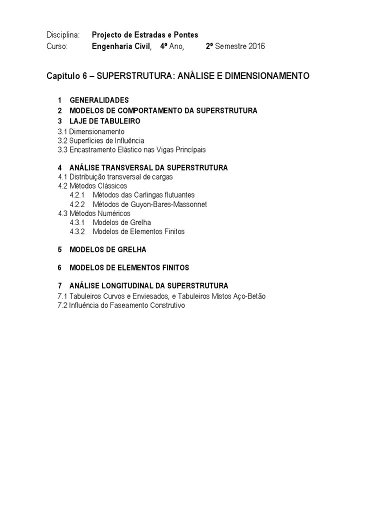 Aulas - CAP06 Superstrutura Analise e Dimensionamento | PDF | Análise estrutural | Método dos ...