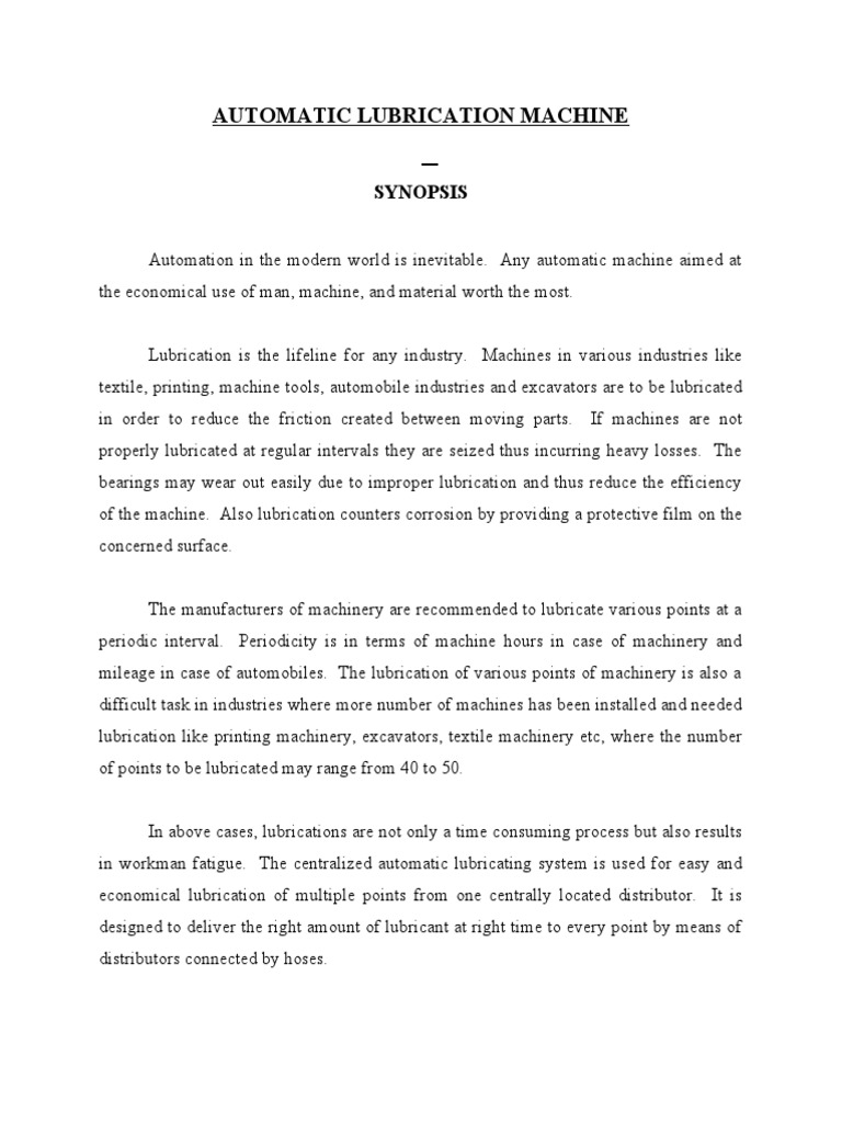 Automatic Lubrication System Overview | PDF | Lubricant | Piston