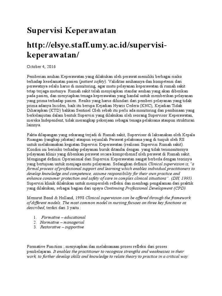 Manjemen Keperawatan (Supervisi) | PDF