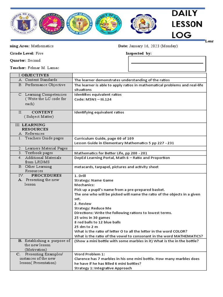 DLL Math5 Jan16-20,2022 | PDF | Curriculum | Learning