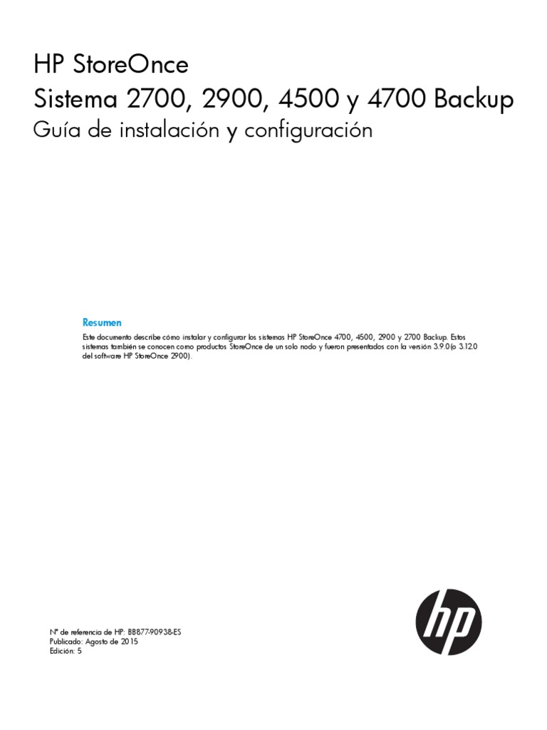 HP StoreOnce Sistema 2700, 2900, 4500 y 4700 Backup | PDF | Red de ...