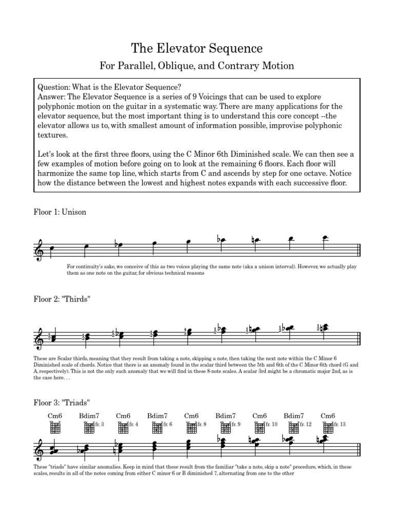 Elevator Sequence for Guitar Harmony | PDF | Scale (Music) | Interval (Music)