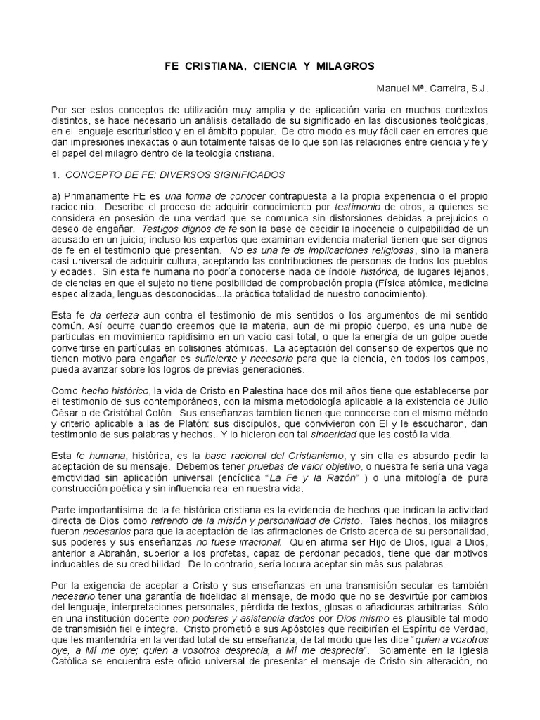 Fe Ciencia y Milagros | PDF | Fe | Cristo (título)