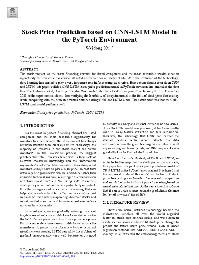 Stock Price Prediction Based On Cnn Lstm Model In The Pytorch Environment Pdf Prediction