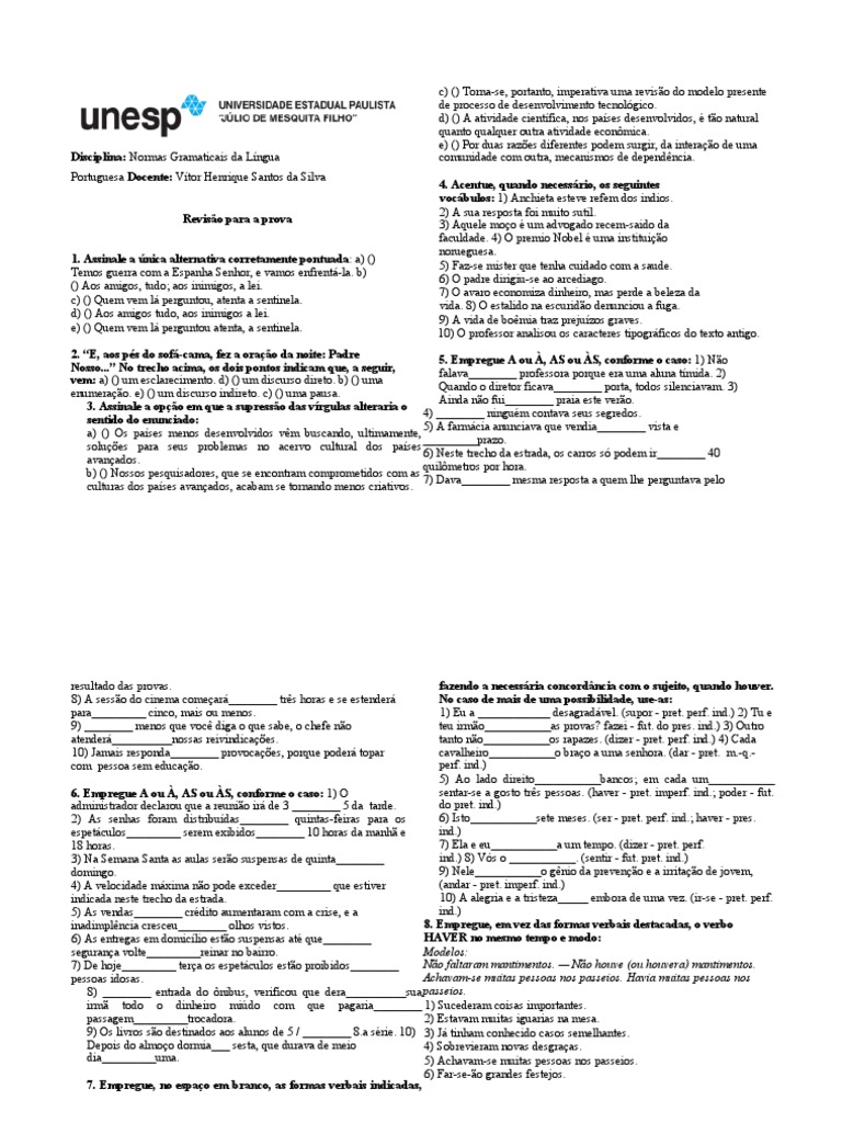 Handout 12 - Revisão para A Prova | PDF