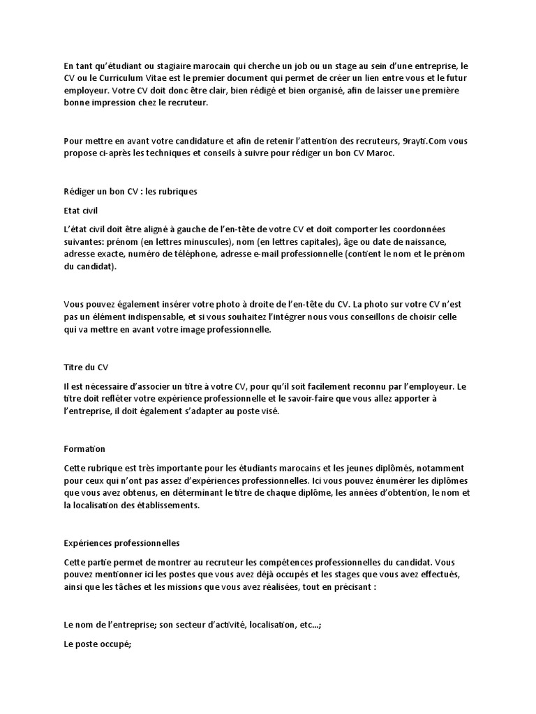 Optimiser votre CV pour le Maroc | PDF | Évolution de carrière | Affaires