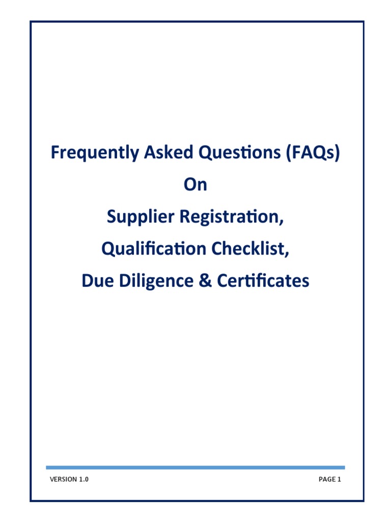 FAQs - PDO Supplier Registration | PDF