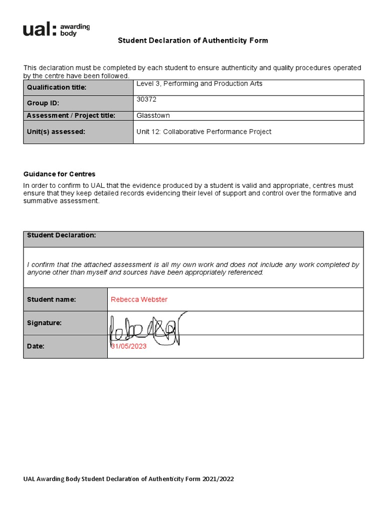Authentication Form Diploma | PDF