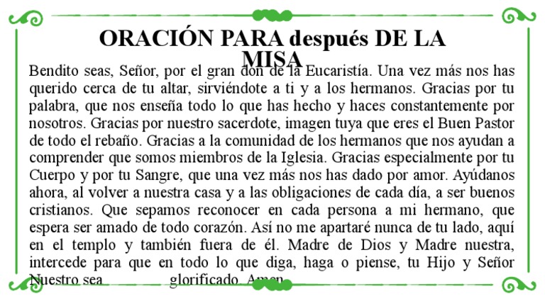 Oración Después Misa | PDF
