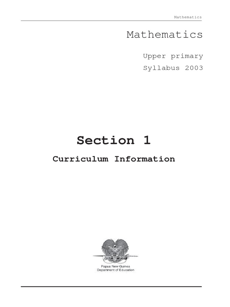 Syllabus Upper Primary Mathematics Section1&2 | Download Free PDF | Educational Assessment ...