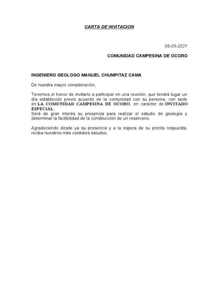 Carta de Invitacion | PDF | Hogar, jardinería y bricolaje