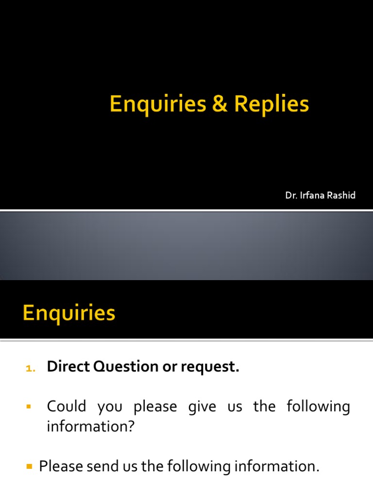 Enquiries & Replies | PDF