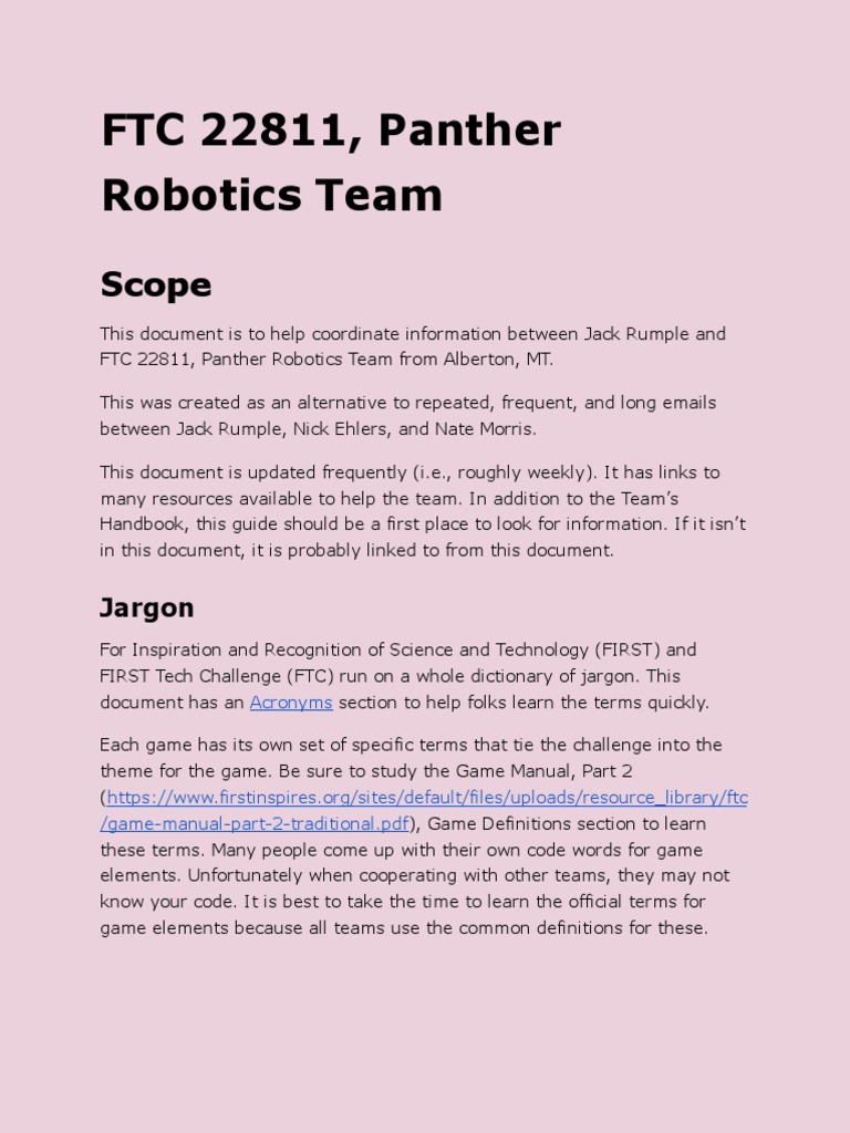 FTC 22811 Panther Robotics Team | PDF | Engineering Design Process ...