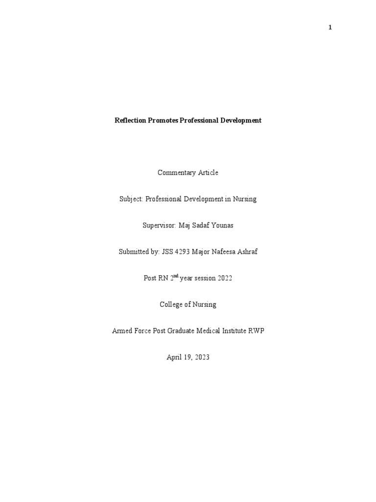 Reflection Promotes Professional Development | PDF | Reflective ...
