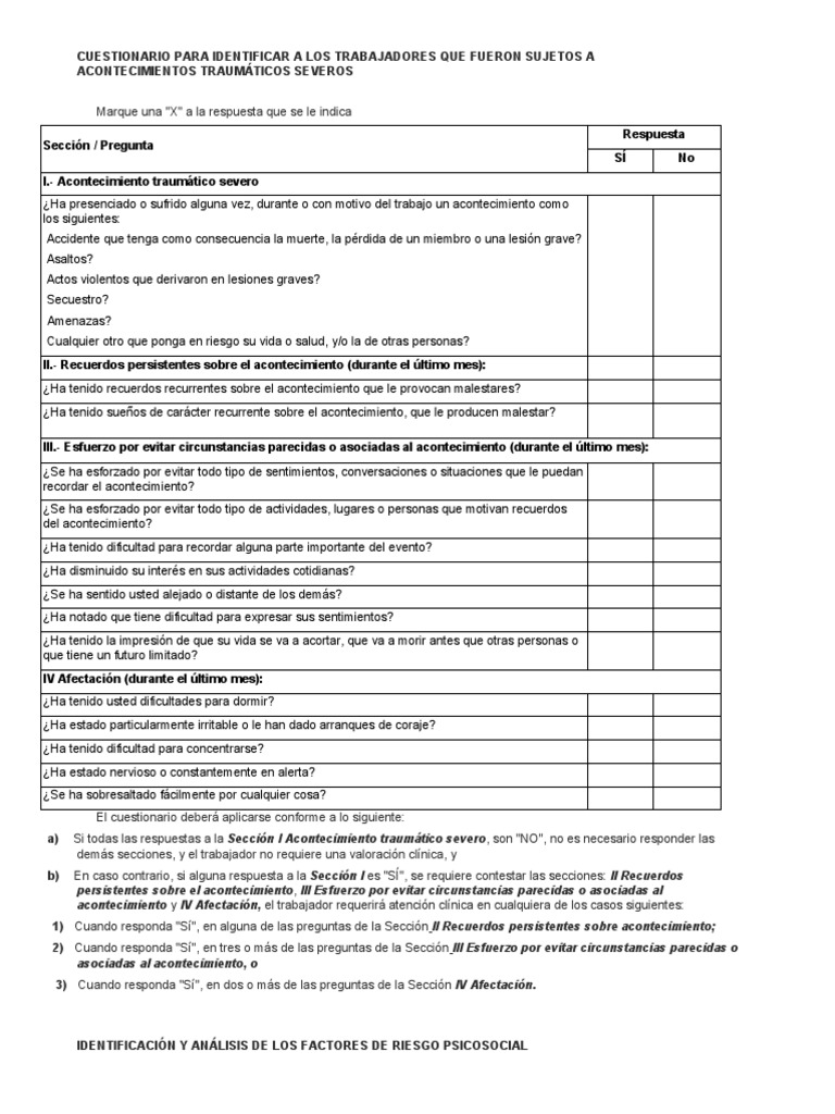 Cuestionario de Riesgo Psicosocial | PDF
