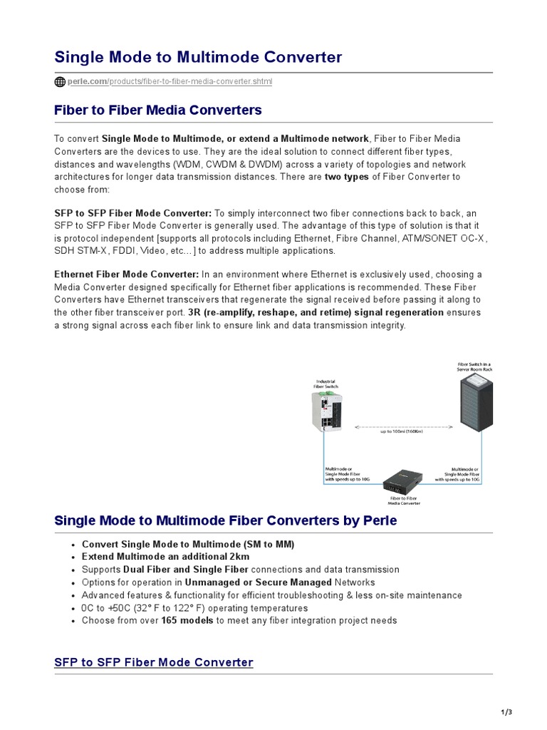 Single Mode To Multimode Converter | PDF | Wavelength Division Multiplexing | Physical Layer ...