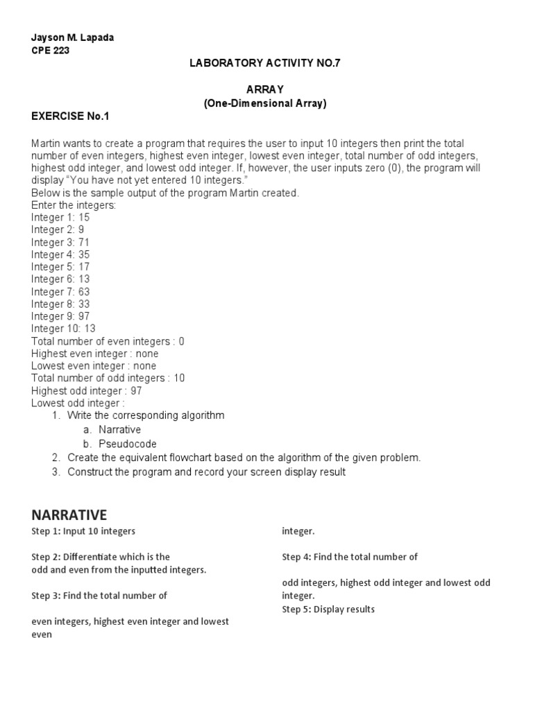 Laboratory Activity 7 | PDF | Control Flow | Computer Programming