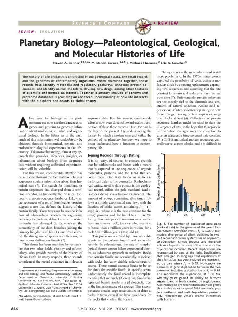 Evolution - Planetary Biology - Paleontological, Geological, and Molecular Histories of Life | PDF