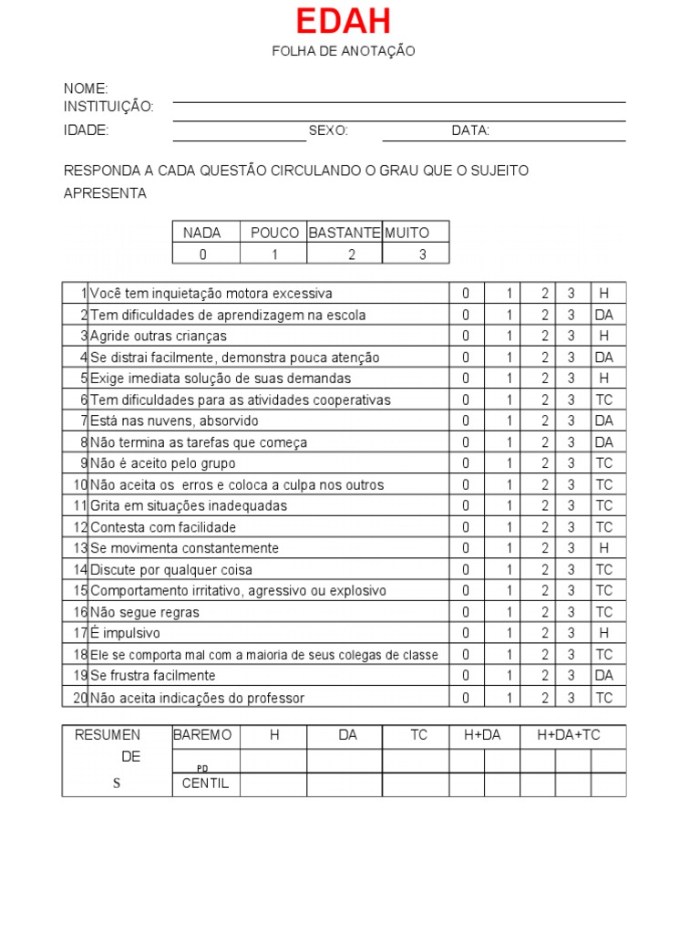 Correccion Edah | PDF | Transtorno de déficit de atenção e ...