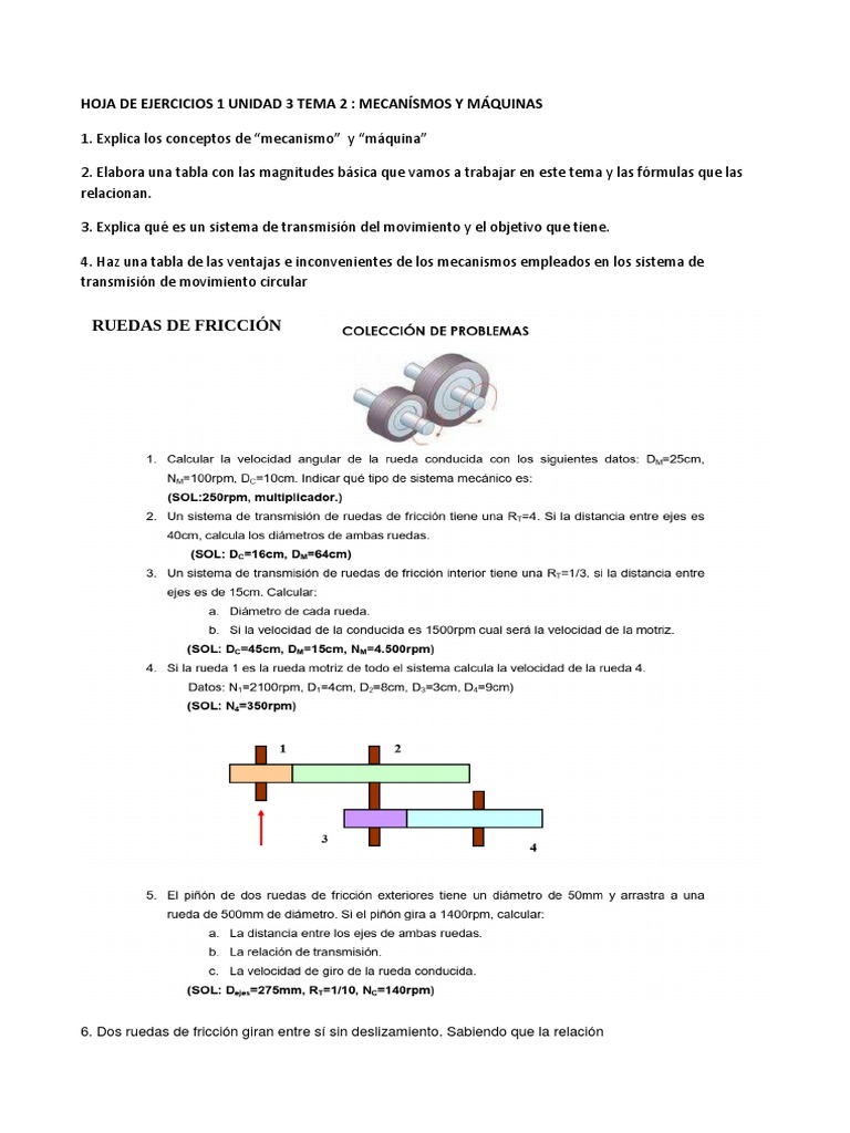 Hoja Ejercicios 1 Mecanismos | PDF