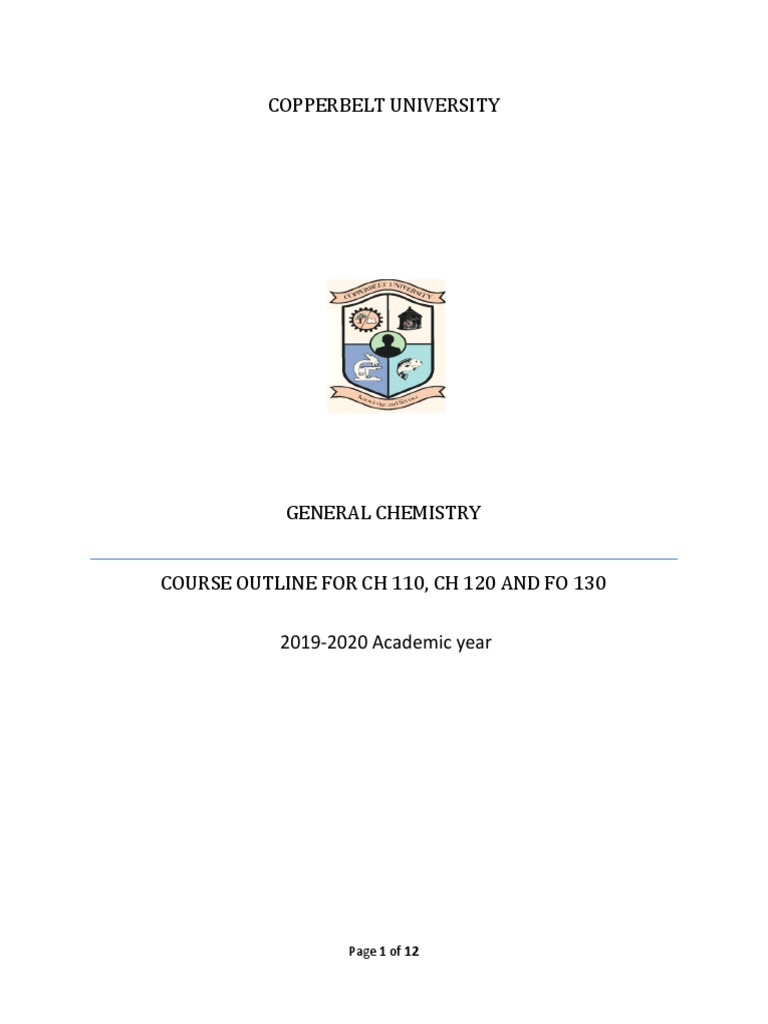 CH 110 Course Outline 2019-2020 - Updated On 19 12 2020-2 | PDF ...