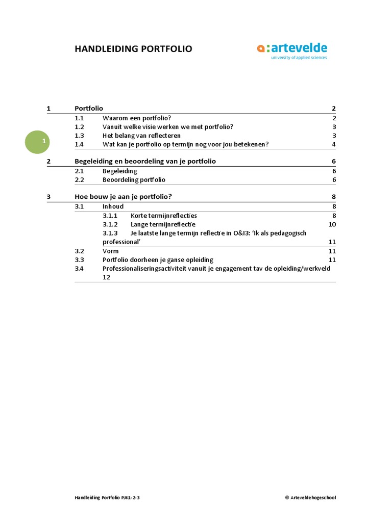 O en I - Portfolio Handleiding | PDF