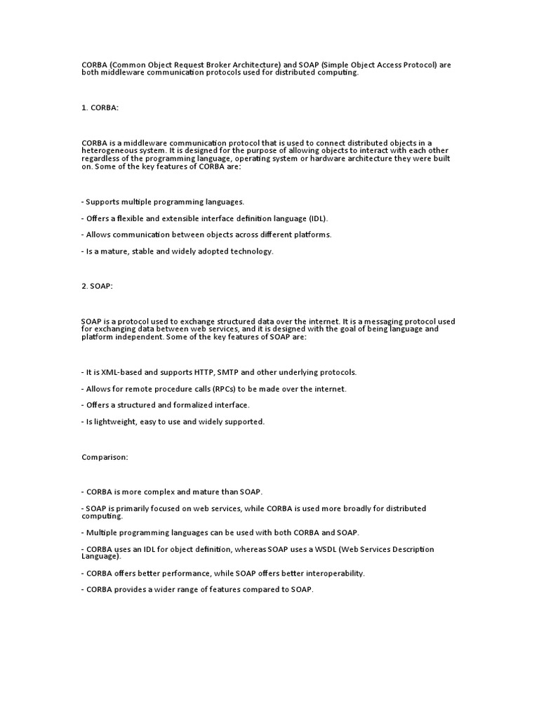 CORBA Vs Soap From GPT | PDF