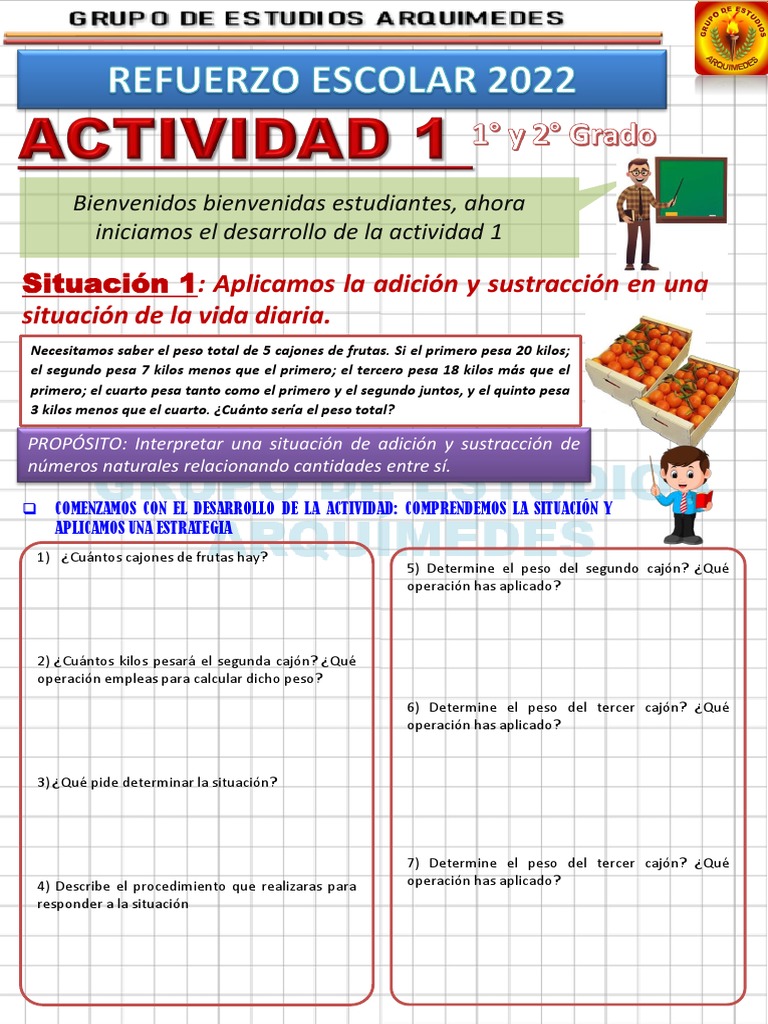 1°y2°-Ficha 1 - Operacion de Adicion y Sustracción en N | PDF ...