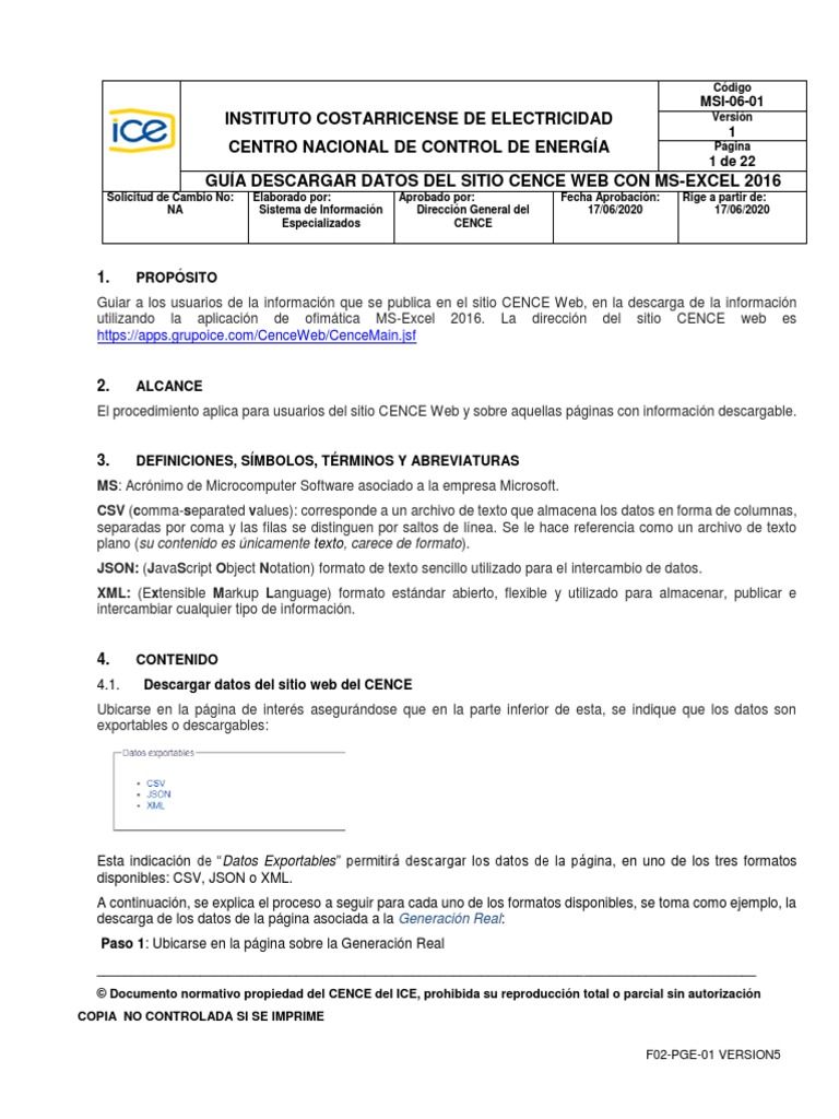 MSI-06-01 - Guía - Descarga - Datos - CENCE Web - MS-EXCEL 2016 V1 ...