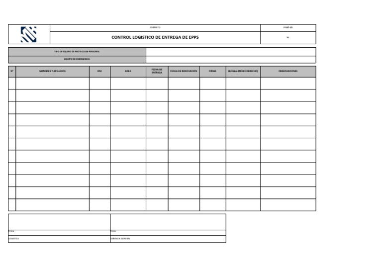 F-SST-10 Hoja de Control Logistico | PDF