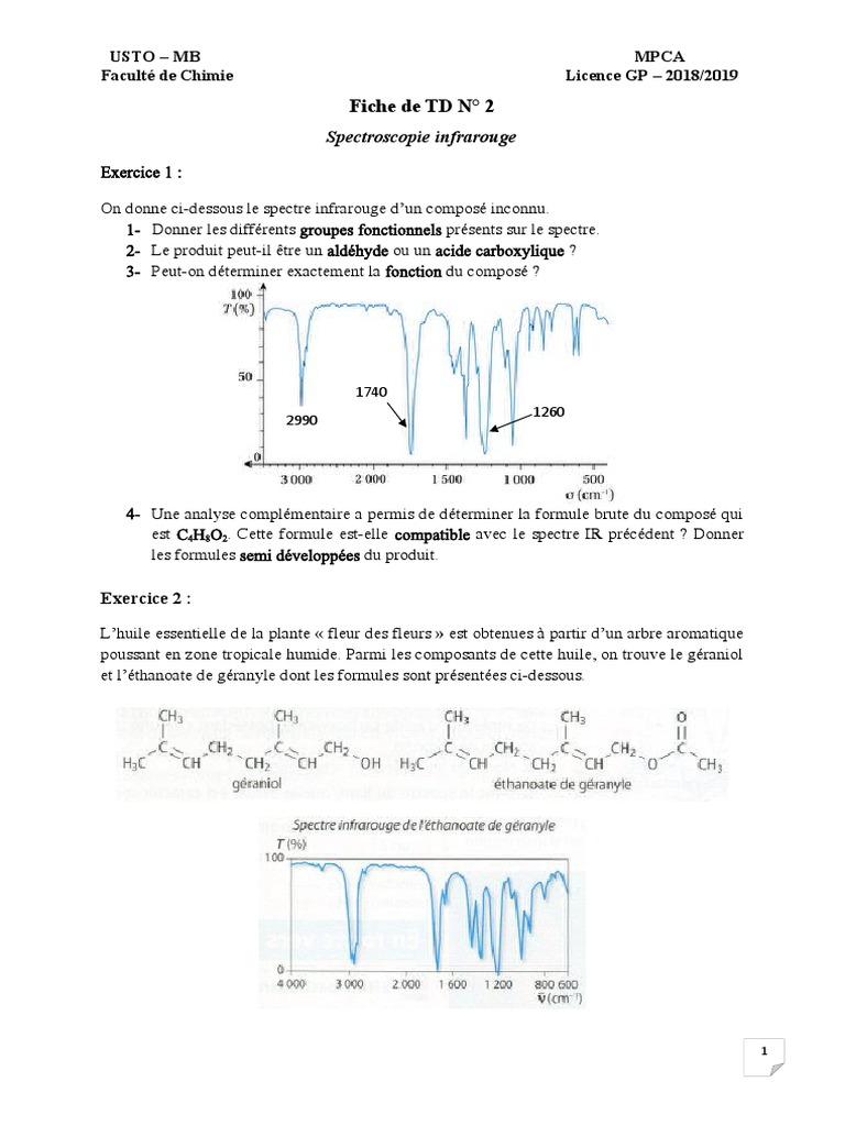 Fiche de TD N4 IR | PDF | Spectroscopie infrarouge | Cétone