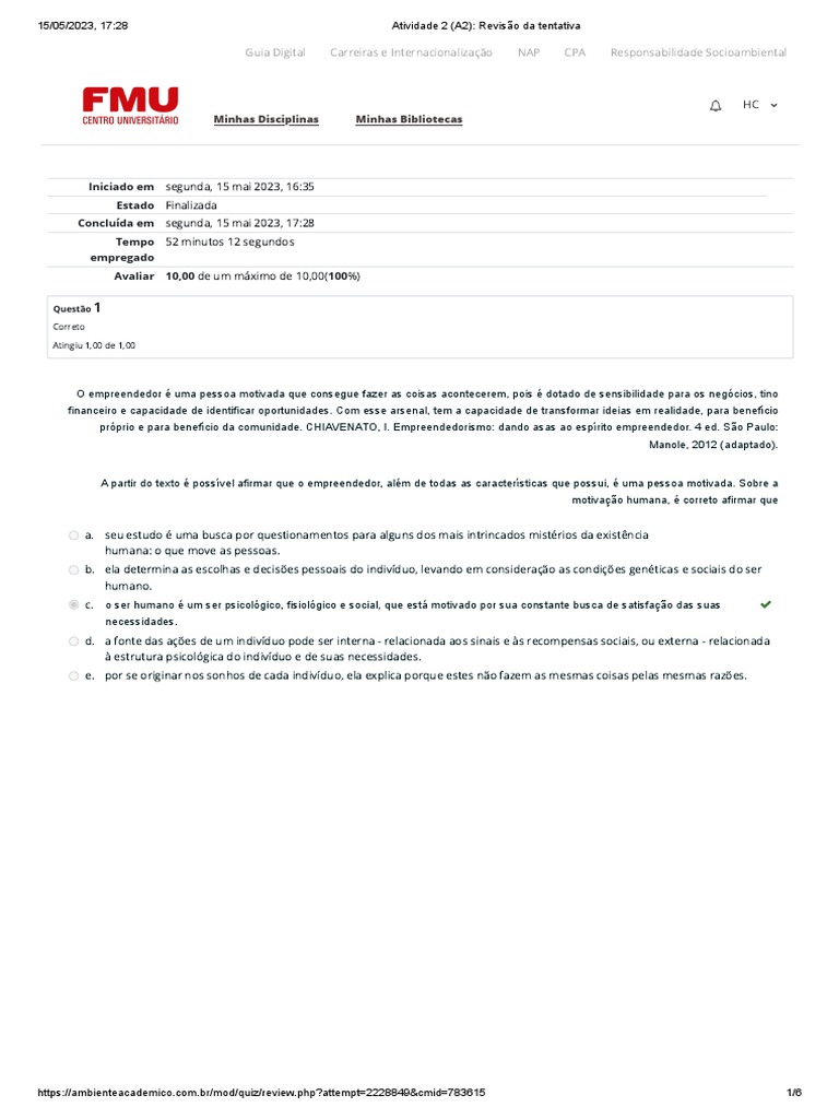 Atividade 2 (A2)_ Revisão da tentativa | PDF | Empreendedorismo | Economia